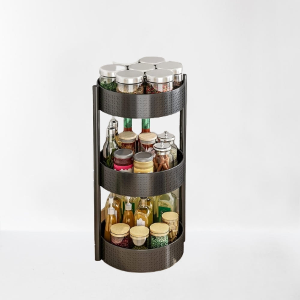 Dosaele 3 Tier Lazy Turntable Spice Rack Organizer Steel 360 Degree ...
