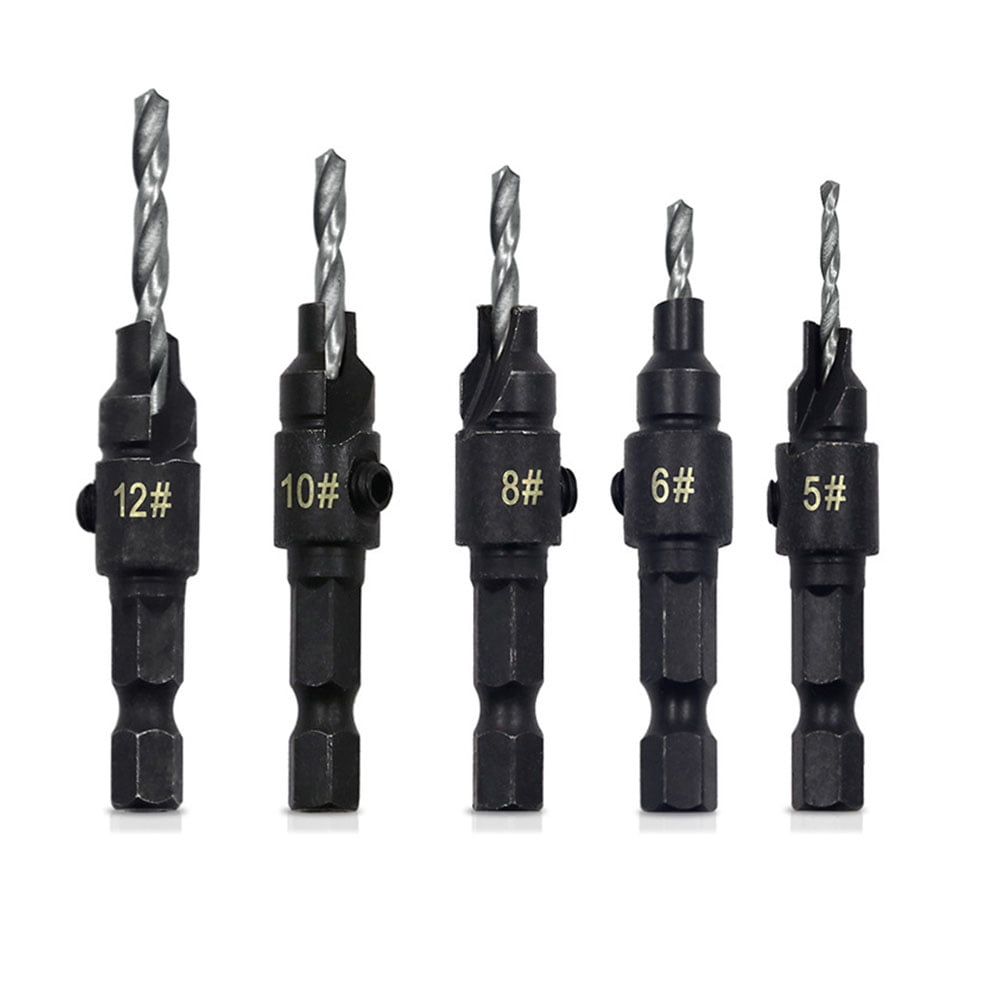 Dosaele 5Pcs Countersink Drill Woodworking Drill Bit Set #5#6#8#10#12 ... Dosaele 5Pcs Countersink Drill Woodworking Drill Bit Set #5#6#8#10#12 ...