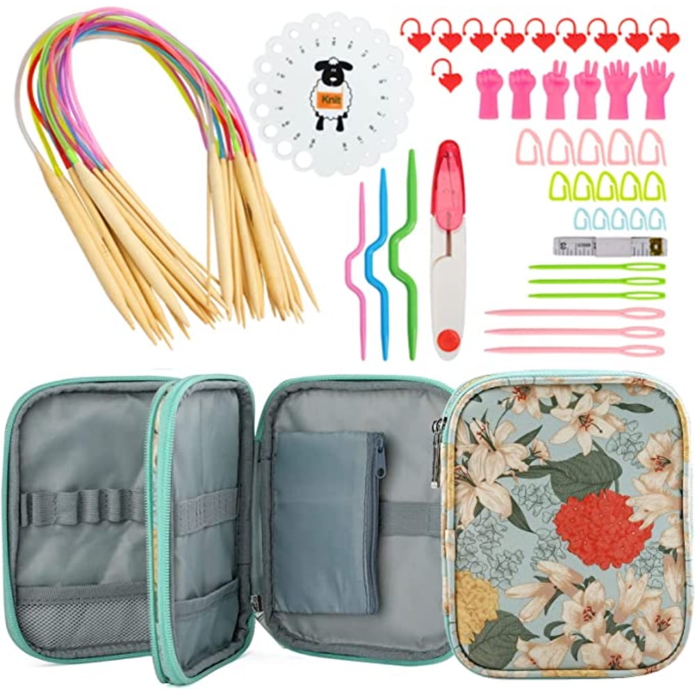 Dosaele 62 Pcs Bamboo Circular Needles Set for Beginners, 18 Pairs ...