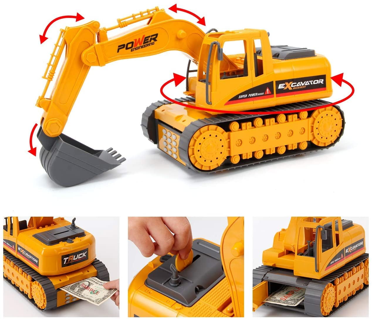 Dosaele Coin Bank Piggy Bank Excavator with Password or Fingerprint ...