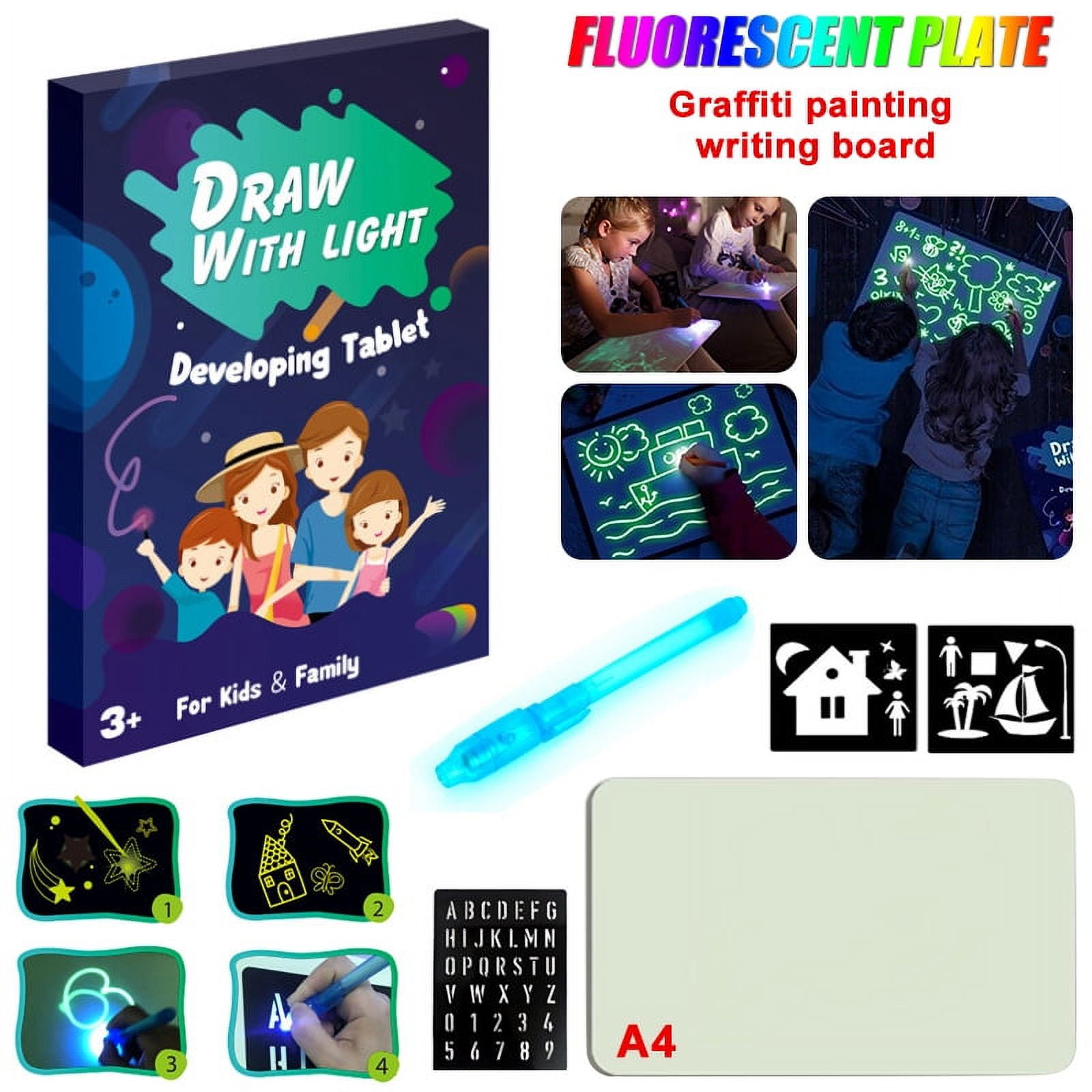 Dosaele Fun Drawing Pad Board Glow in Dark with Light for Kids Painting ...