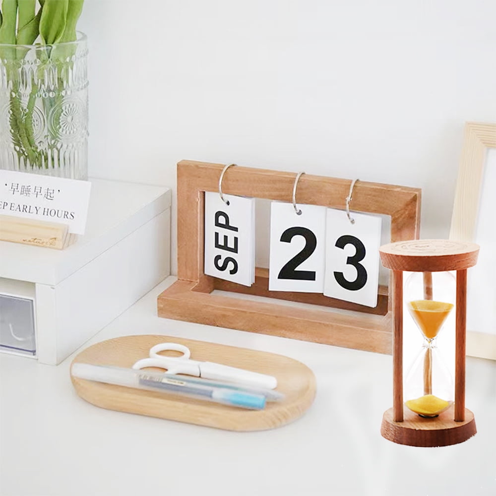 Dosaele Rustic Style Wooden Perpetual Calendar and Three-minute ...