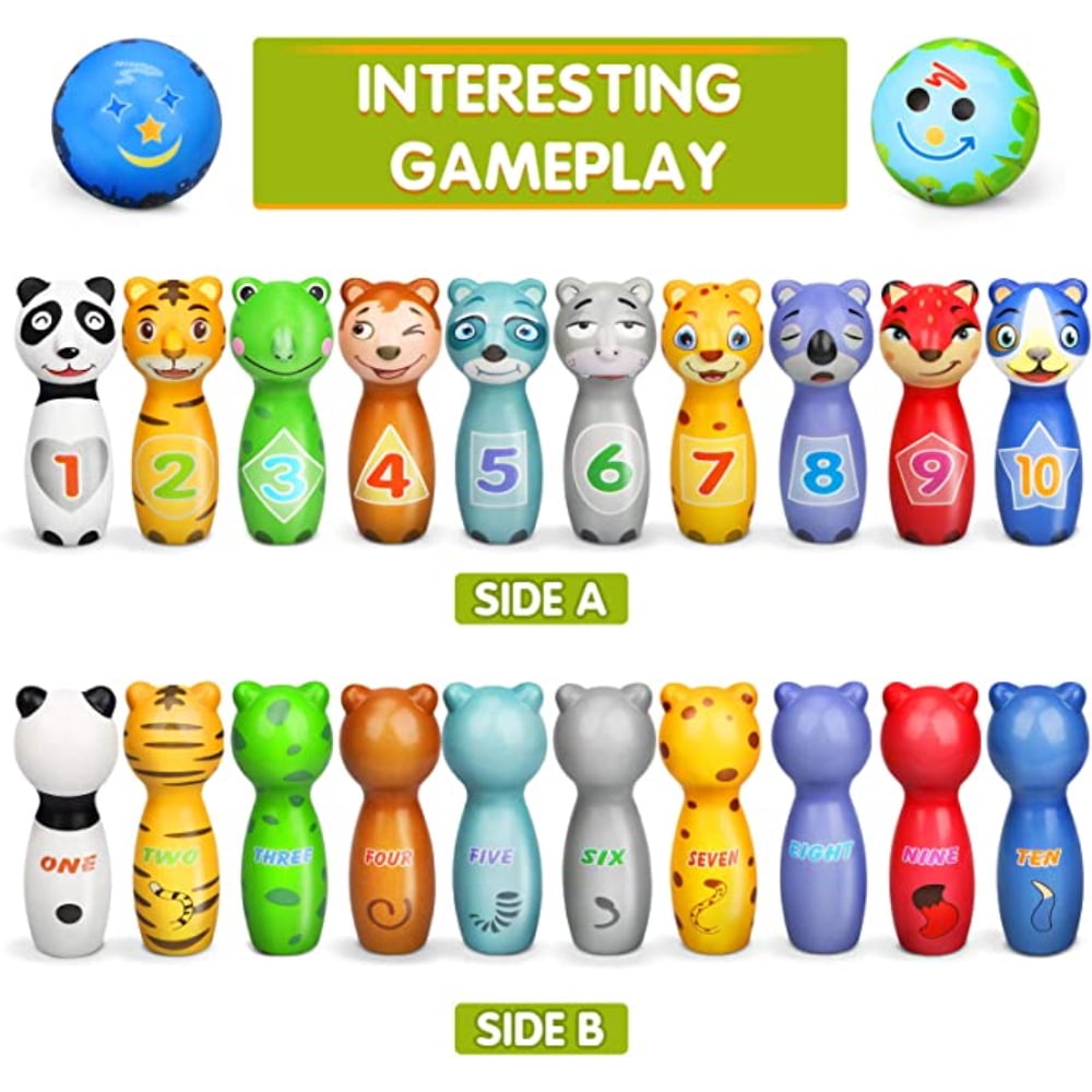Dosaele Skittles Game for Children Ball Set with 10 Cones and 2 Balls ...