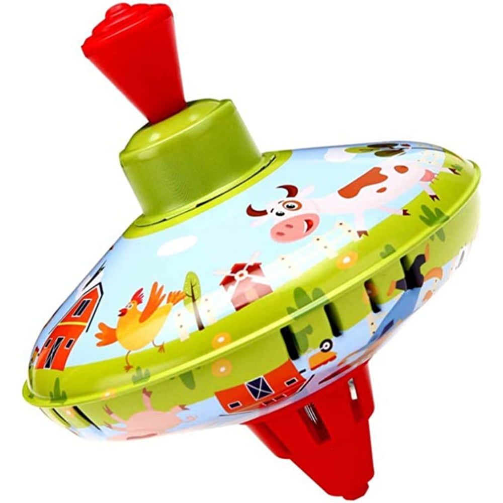Dosaele Spinning Top for Kids, Metal Musical Toy with Cartoon Pattern ...