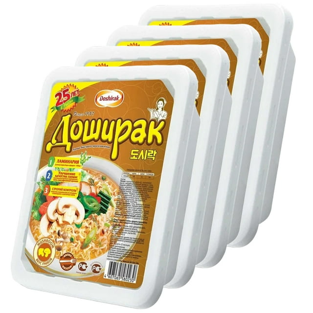 Doshirak Instant Noodles With Mushrooms 90g/ 0.2lb - Set of 4 - Walmart.com