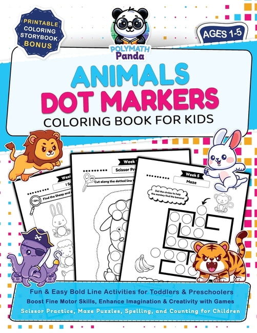 Dot Art Coloring for Kids Dot Markers Animals Coloring Book for Kids ...