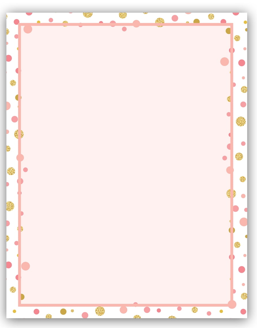 Dot Border Stationery - 8.5 x 11-60 Pink Letterhead Sheets - Border ...