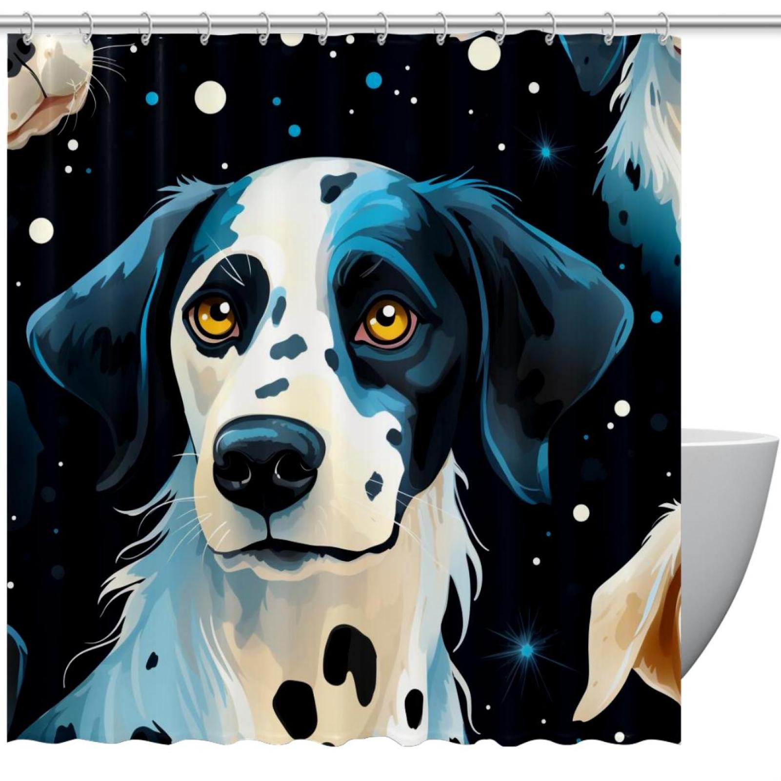 Dot Dog Pattern Waterproof Shower Curtain Textured Prints, Complete Bathroom Decoration with ...