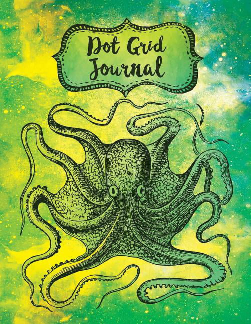 Dot Grid Journal: Watercolor Yellow Green Octopus Blank Dotted Paper ...