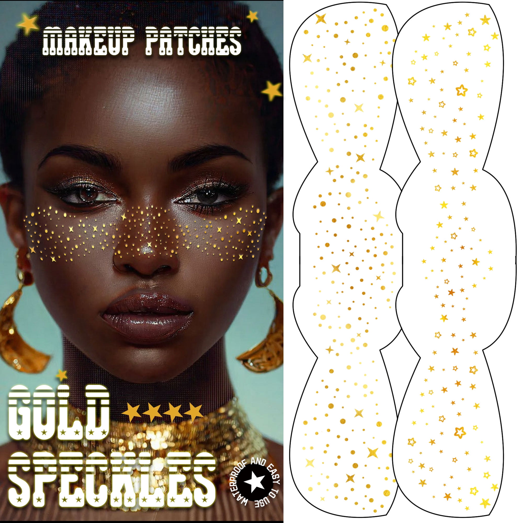 Dot Makeup Patches - Temporary Face Tattoos - Gold Freckles Fake ...