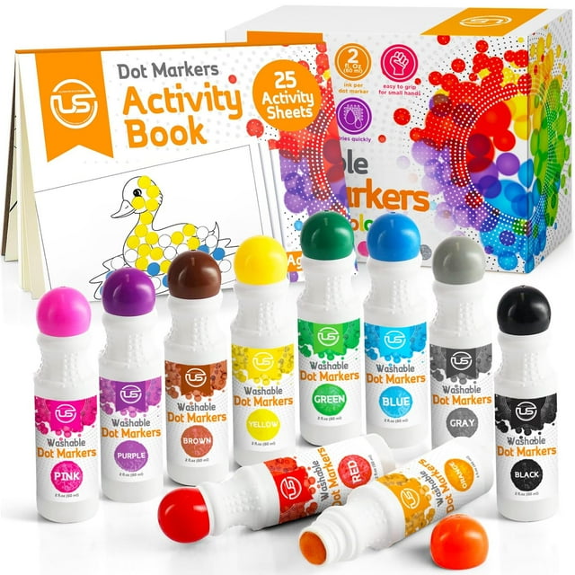 Dot Markers for Toddlers 1-3, 10 Colors Washable Bingo Daubers, Dot Art ...