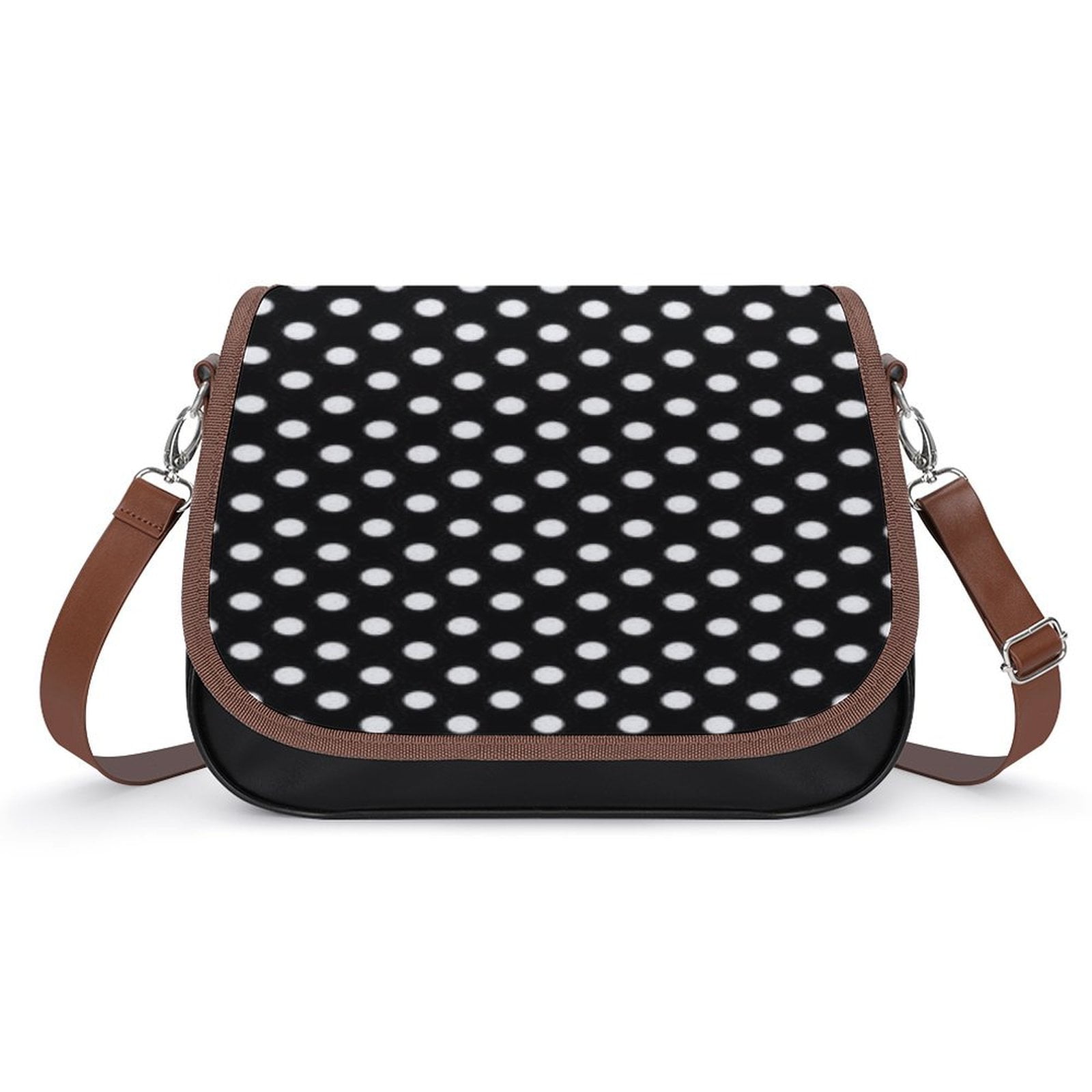 Dot Pattern Black White Pu Leather Shoulder Bag Essential For Daily ...