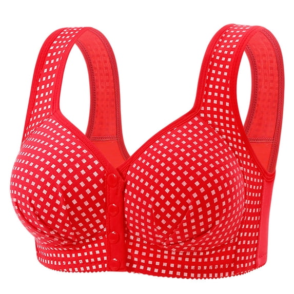 Dot Pattern Front Snap Bra For Women With Wide Shoulder Straps, Women’s ...