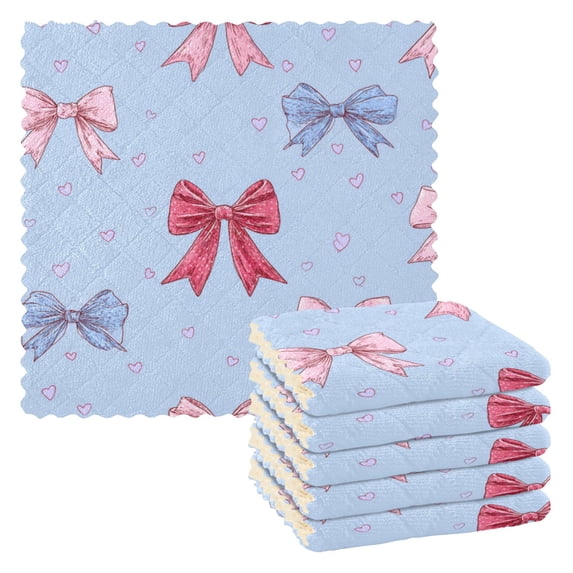 Dot Pattern Ribbon Kitchen Cloth Dish Towels for Drying Washing ...