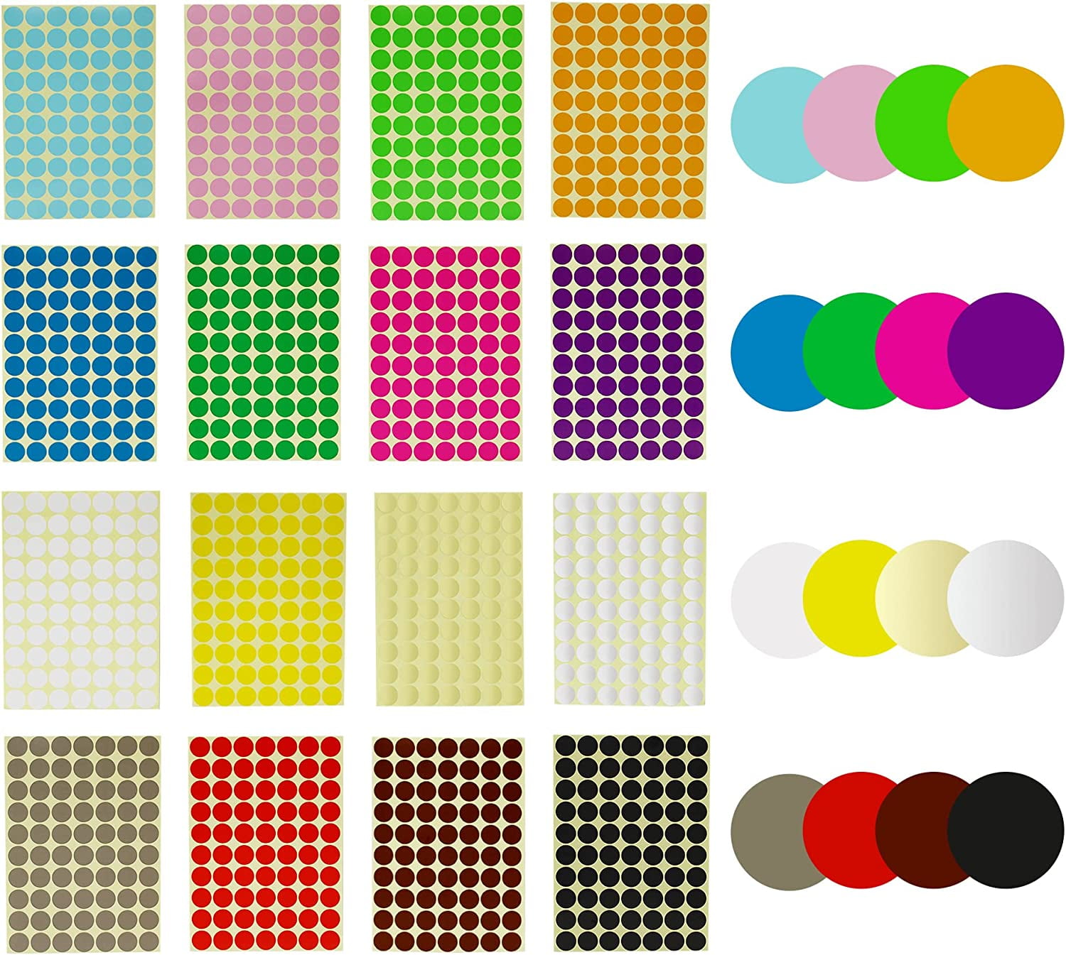 Dot Stickers Colored Sticky Round Stickers 3/4" Round Dot Labels ...
