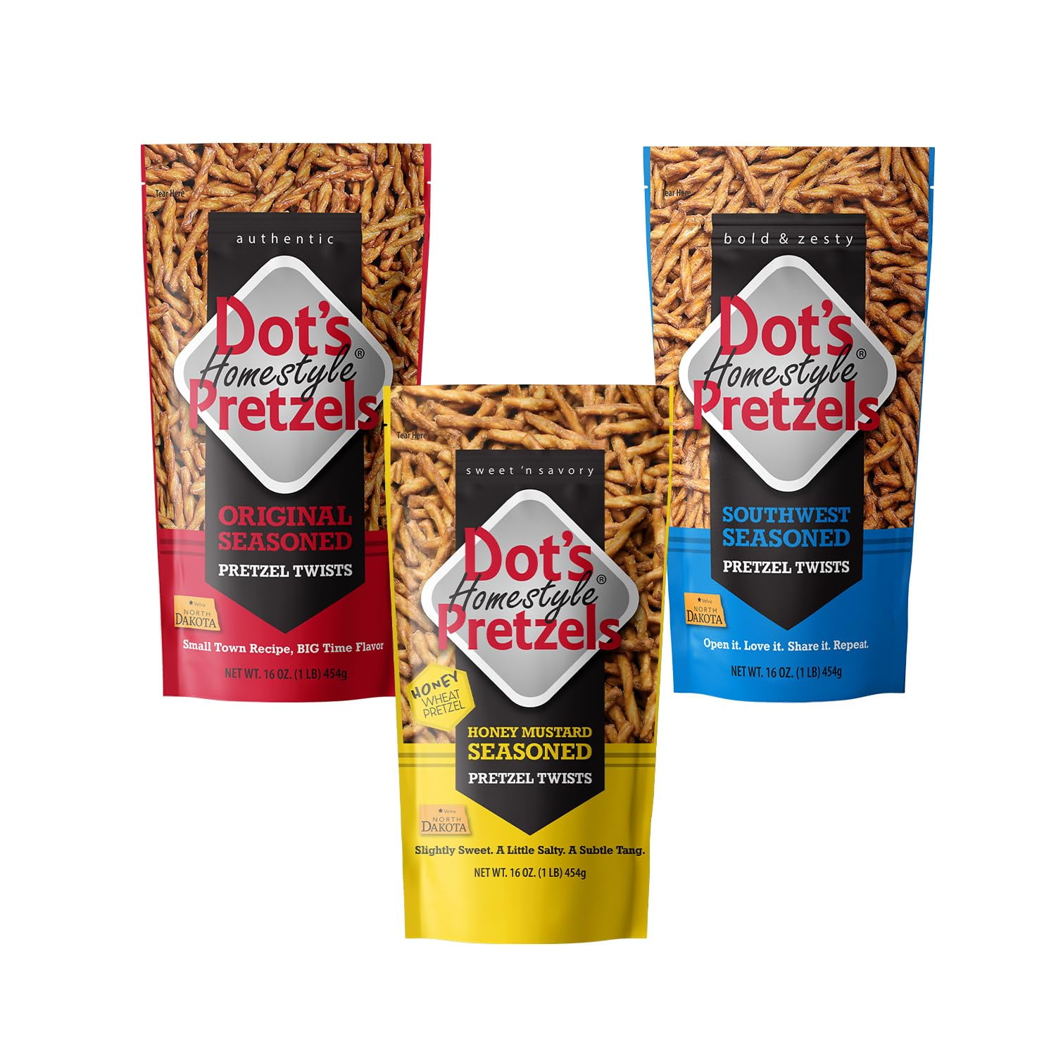 Dot's Pretzels Bundle Pack Original, Honey Mustard, and Southwest ...