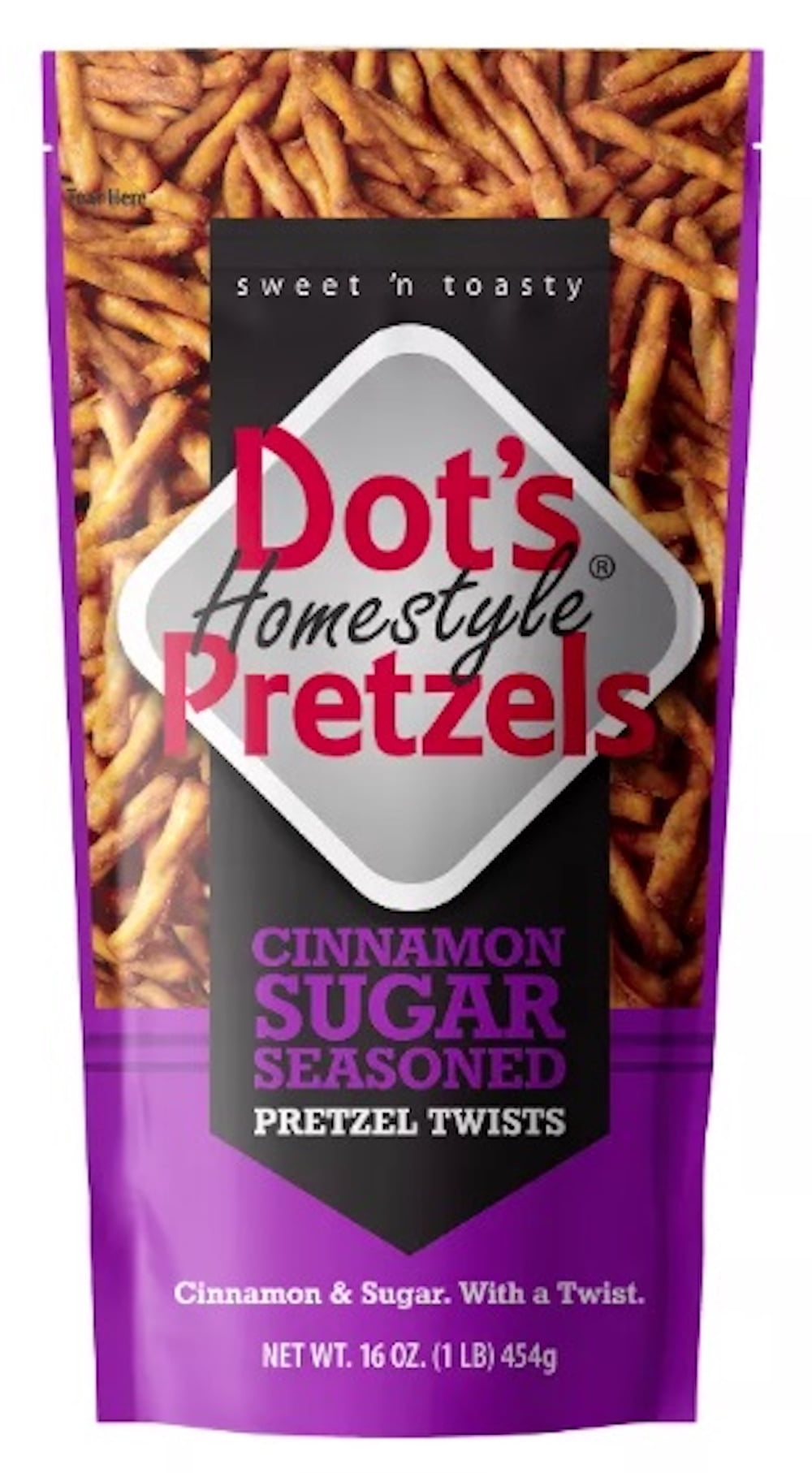 Dot's Pretzels Cinnamon Sugar Seasoned Pretzel Twists 16 oz (Pack of 3 ...