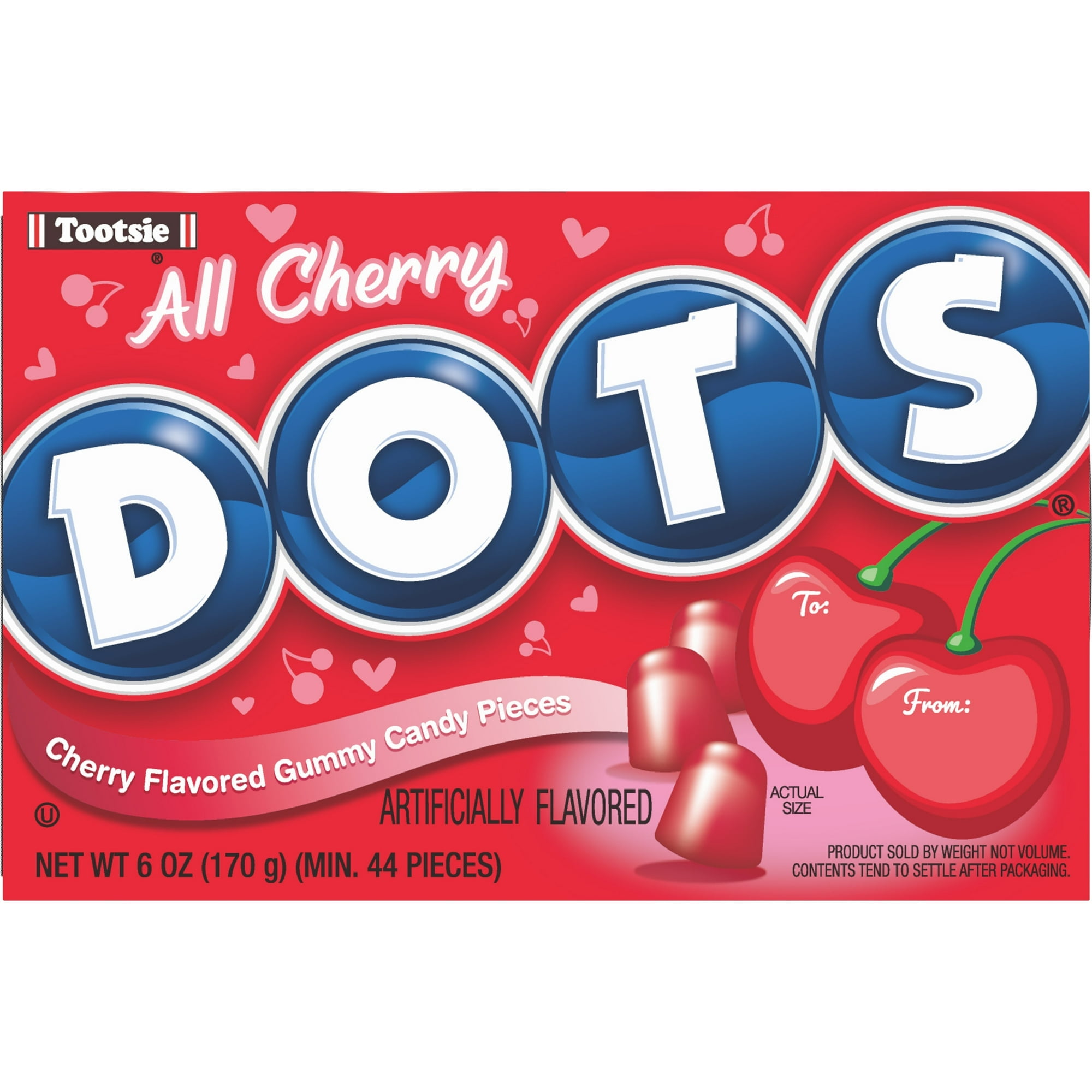 Dots All Cherry Valentine Chewy Candy – 6-Pack of 6 oz Boxes – Festive Cherry Gumdrops - Walmart.com