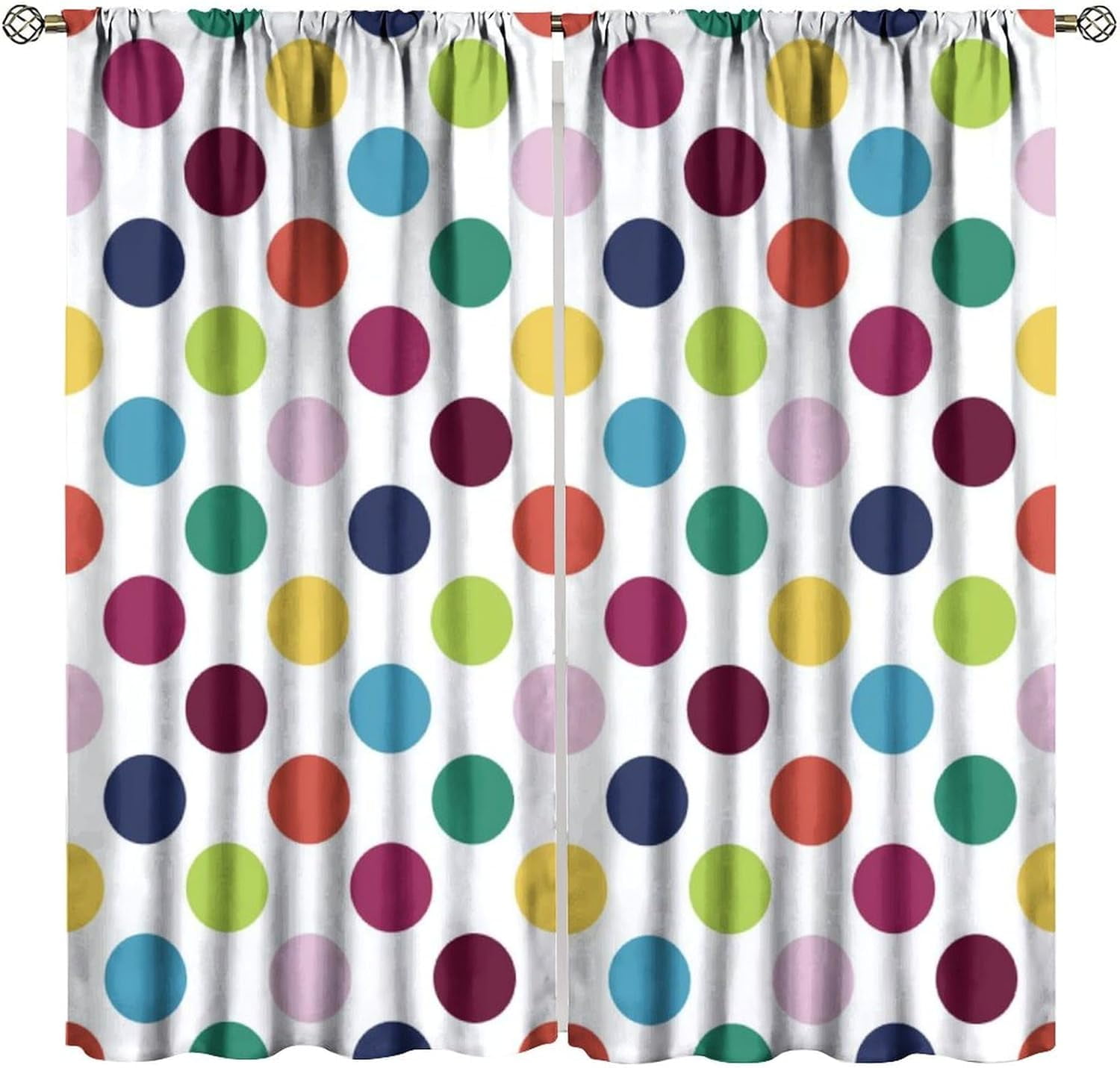 Dots Curtains Modern Cute Colorful Polka Dot White Simple Aesthetic Art ...