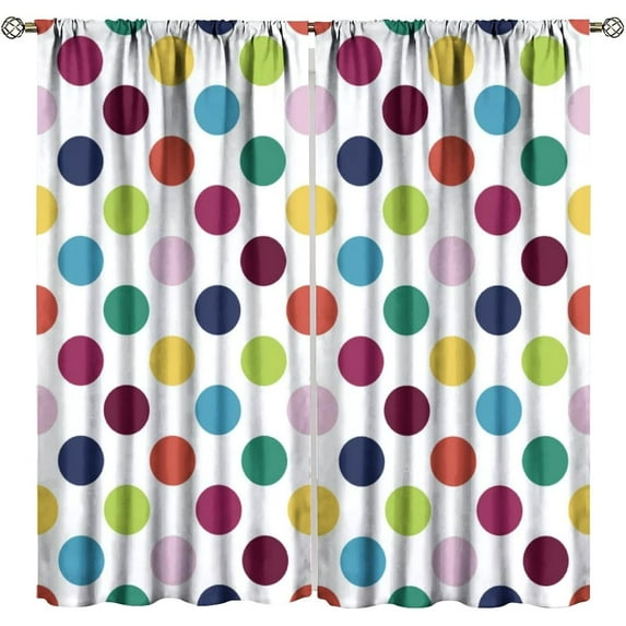 Dots Curtains Modern Cute Colorful Polka Dot White Simple Aesthetic Art ...
