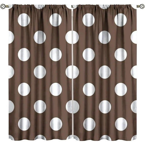 Dots Curtains Vintage Fashion Cute White Polka Dot Brown Kids Girls ...