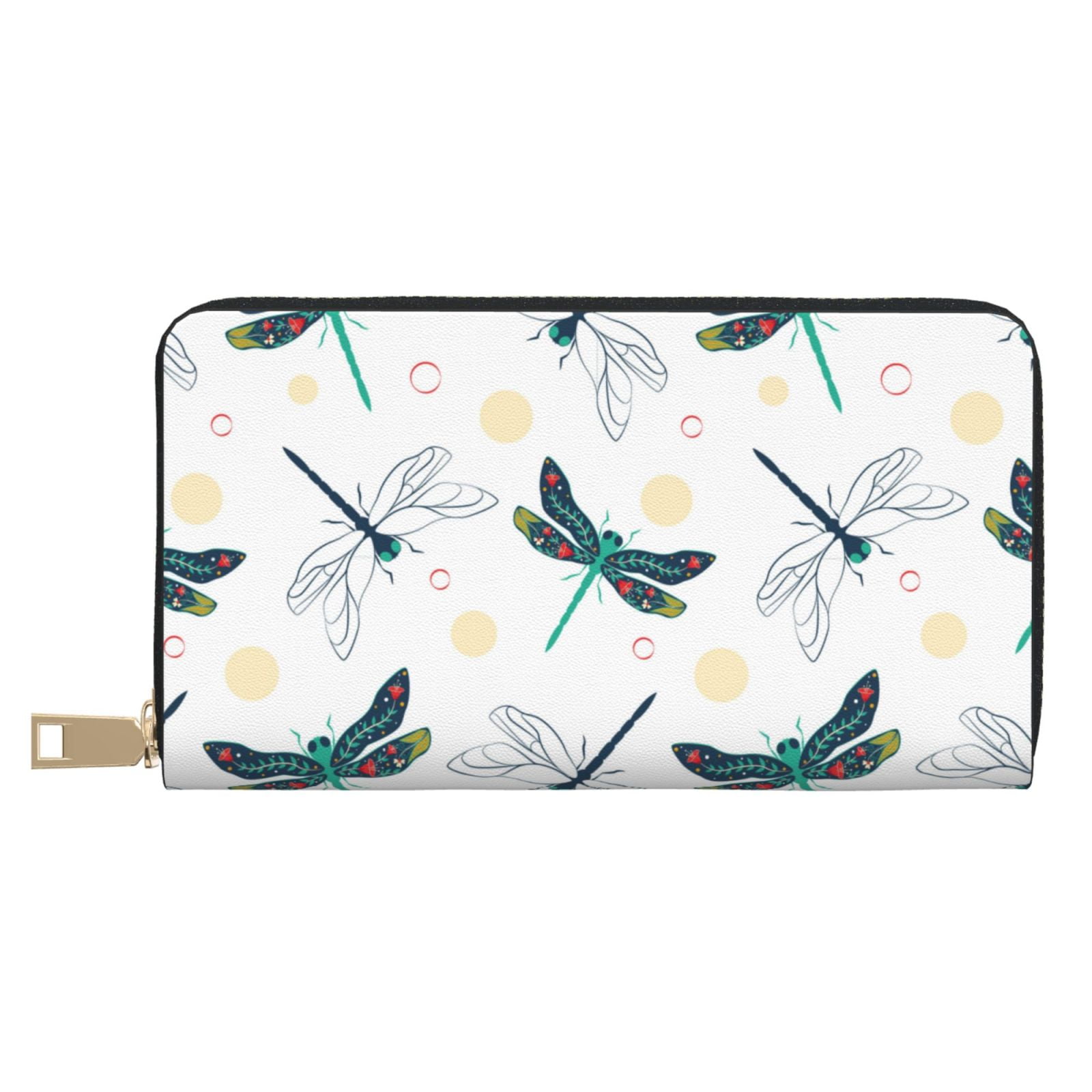 Dots Dragonfly Wallet Women, Leather Bifold Multi Card Wallet, Women's ...