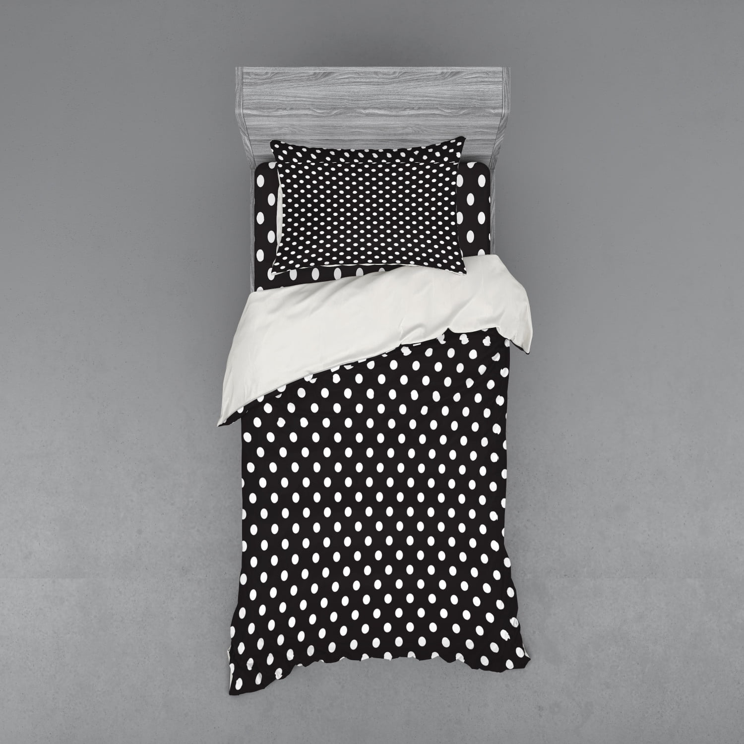 Dots Duvet Cover Set, Classical Pattern of White Polka Dots on Black ...