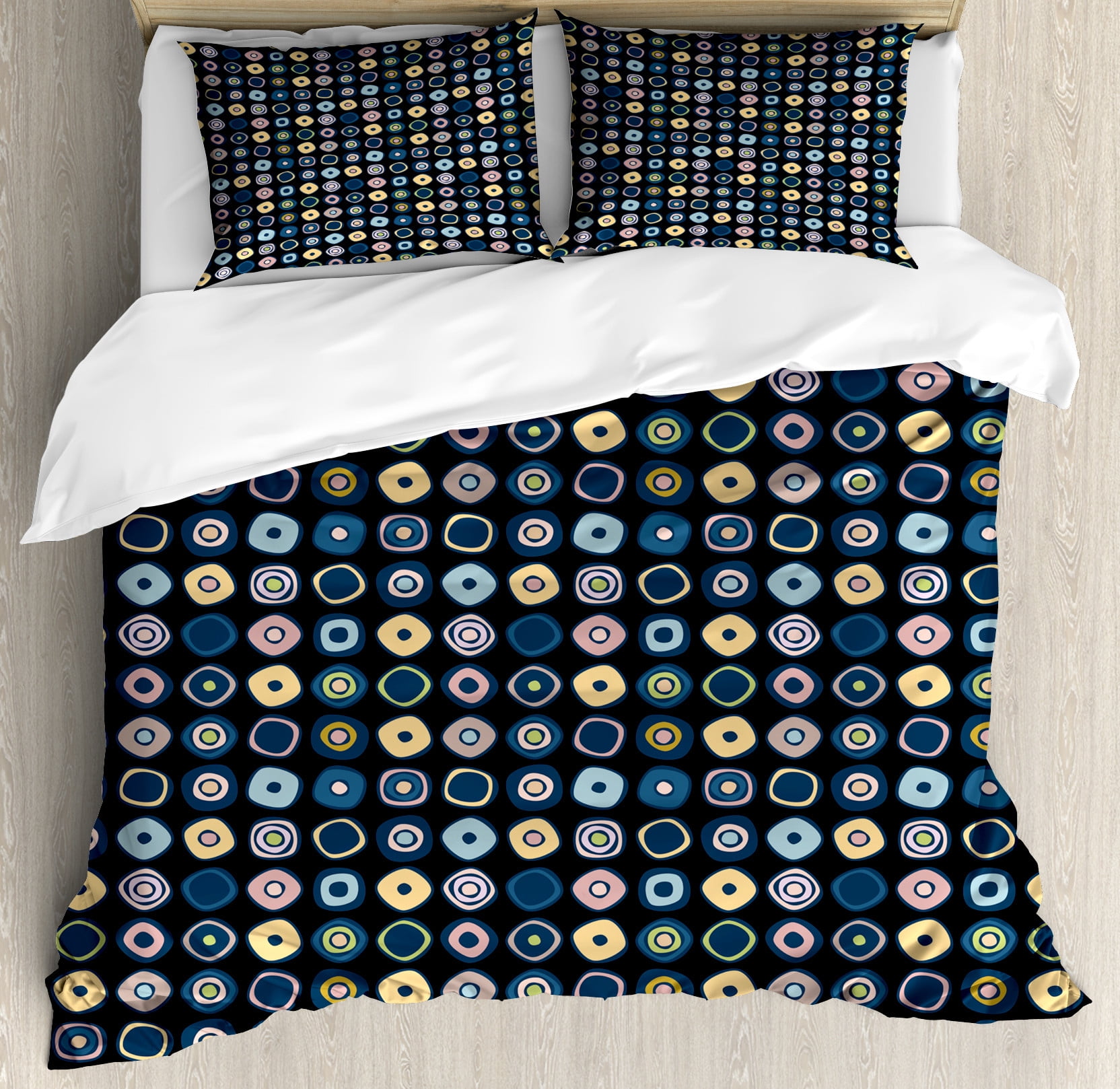 Dots Duvet Cover Set, Pastel and Geometric Forms with Disc Shaped Spots ...