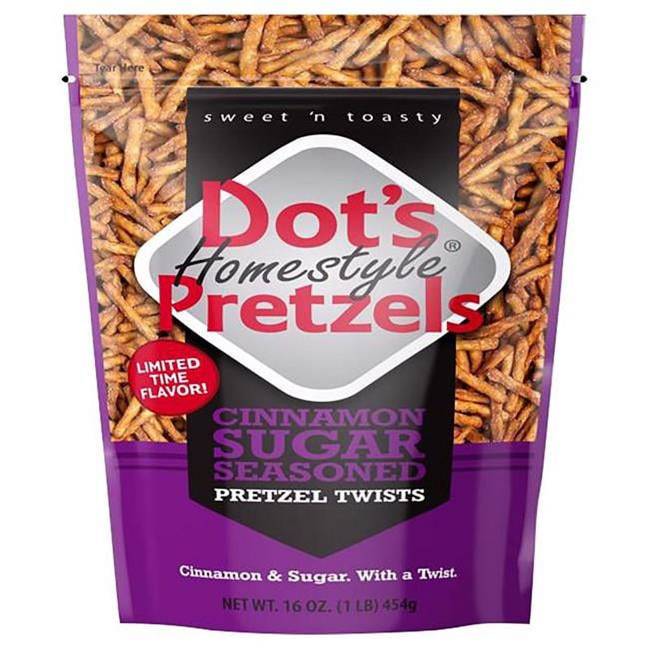 Dots Pretzels Original 16 oz Cinnamon Sugar Snacks, Pack of 16 ...