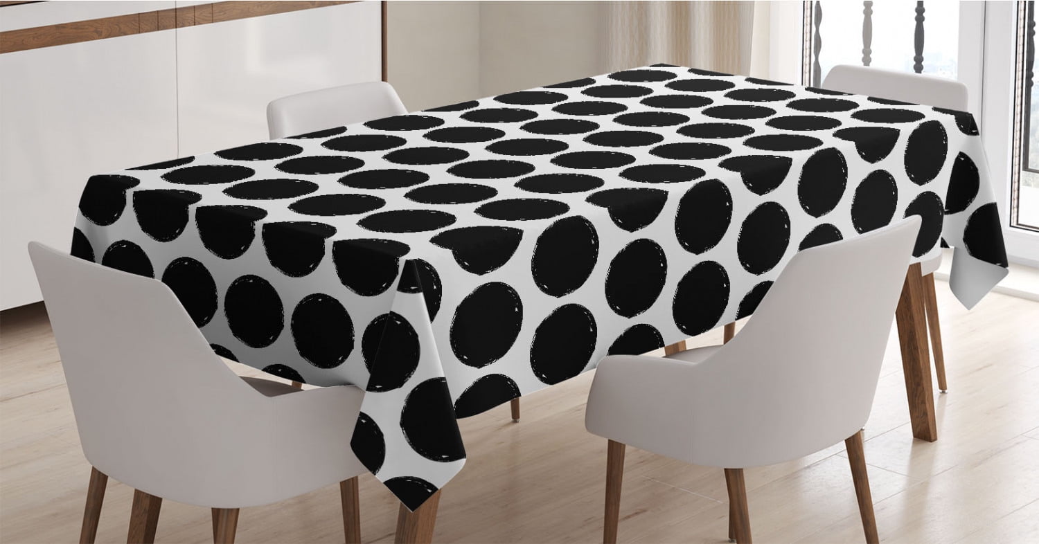 Dots Tablecloth, Brush Stroke Paint Hipster Theme Dots as Grungy Round ...