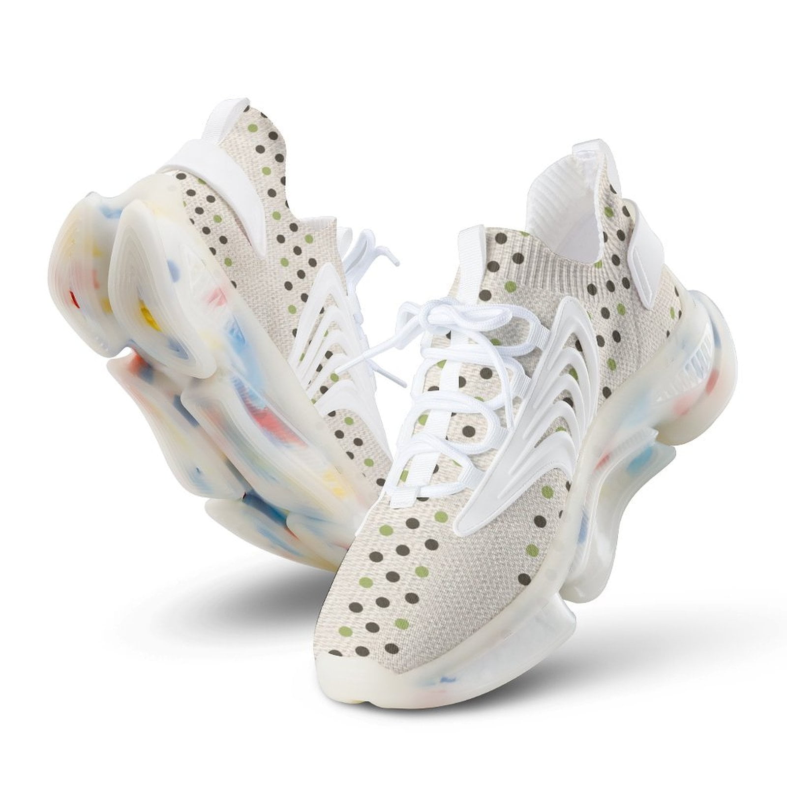 Dots Waves Shades of Green Dots Walking Shoes for Men Woman Lightweight ...