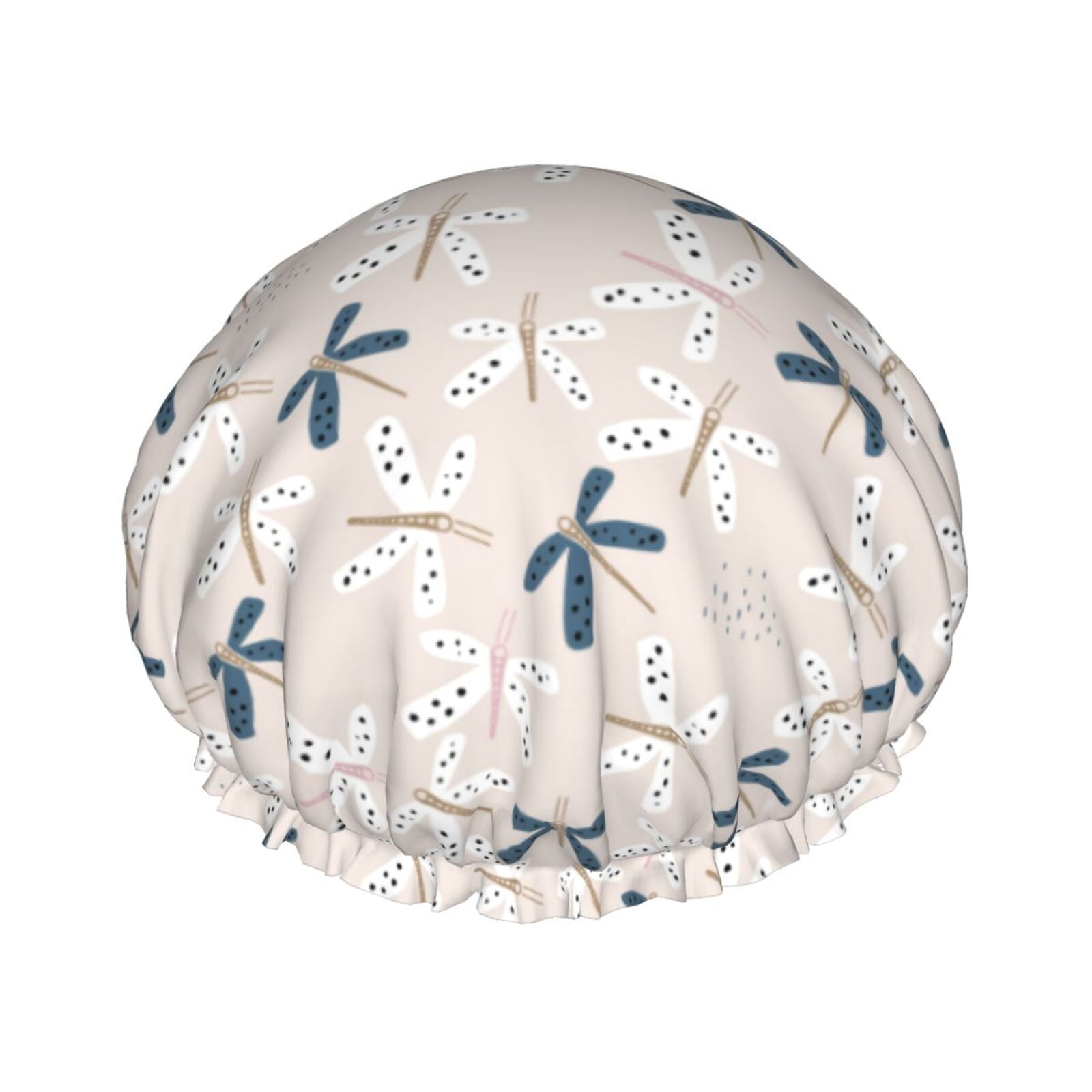 Dots dragonflies Shower Cap, Reusable Bath Hair Hat for all Hair ...