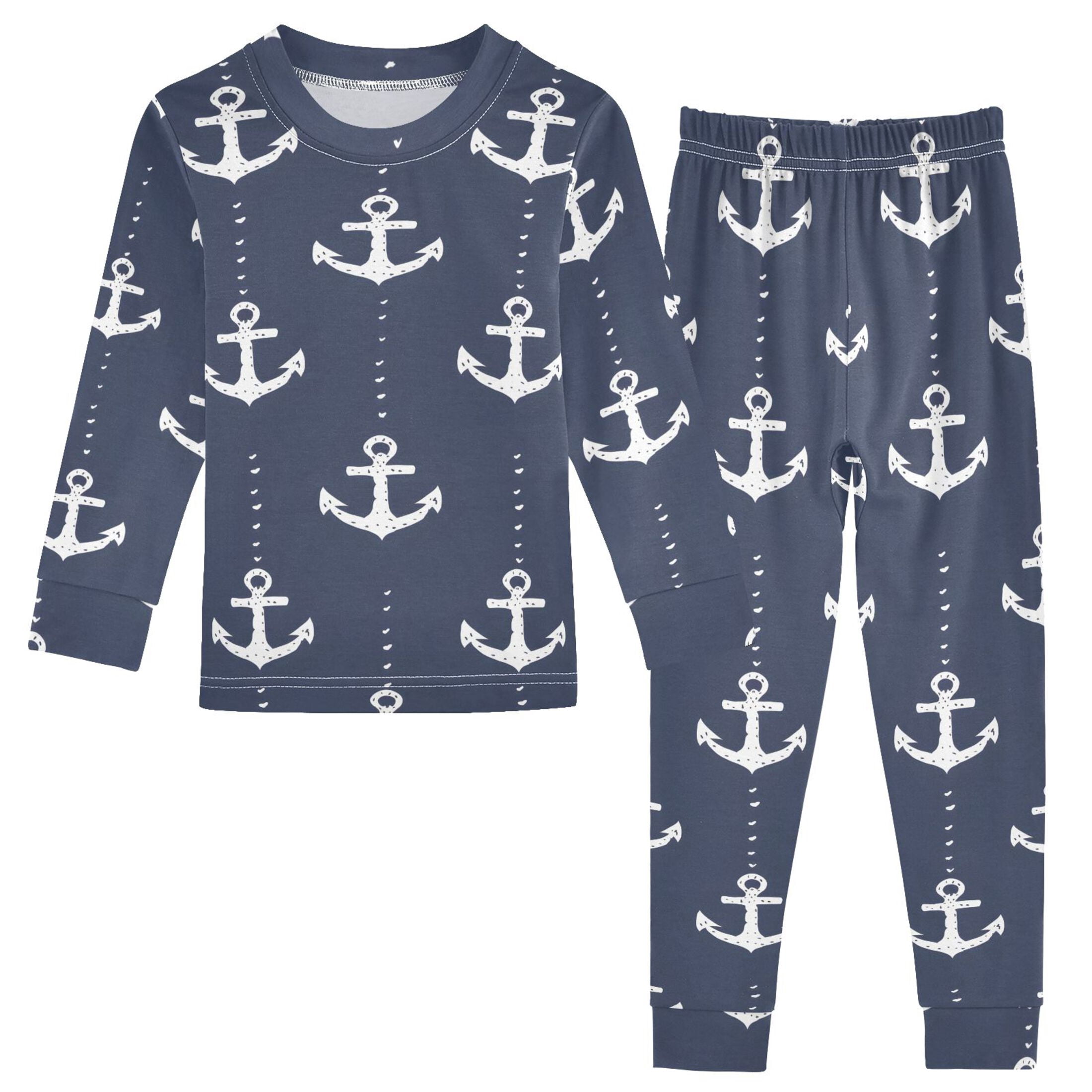 Dotted Anchors Pattern Cotton Pajamas 2 Piece Set Sleepwear Soft and ...