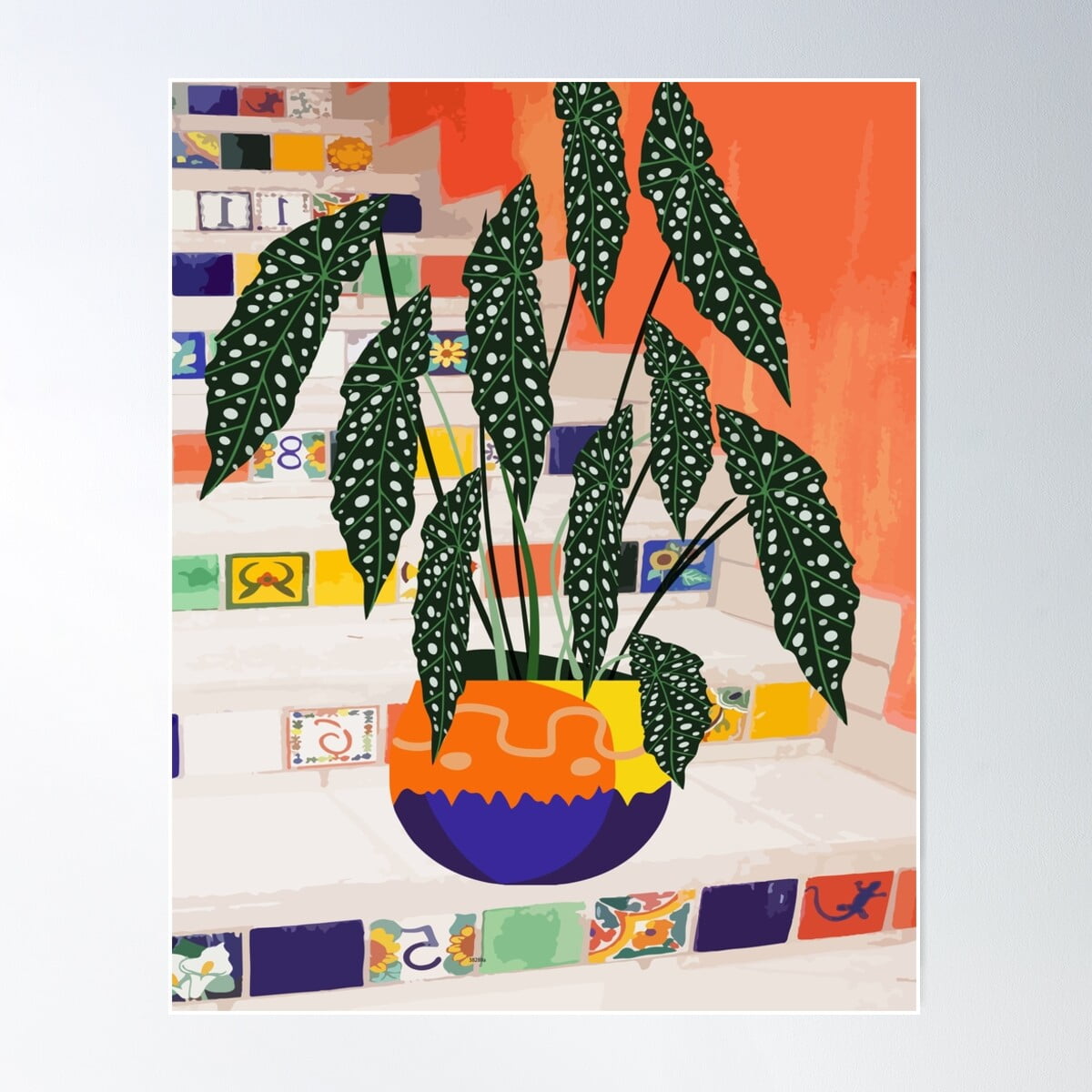 Dotted Begonia Poster Wall Art, Modern Wall Decor For Living Room ...