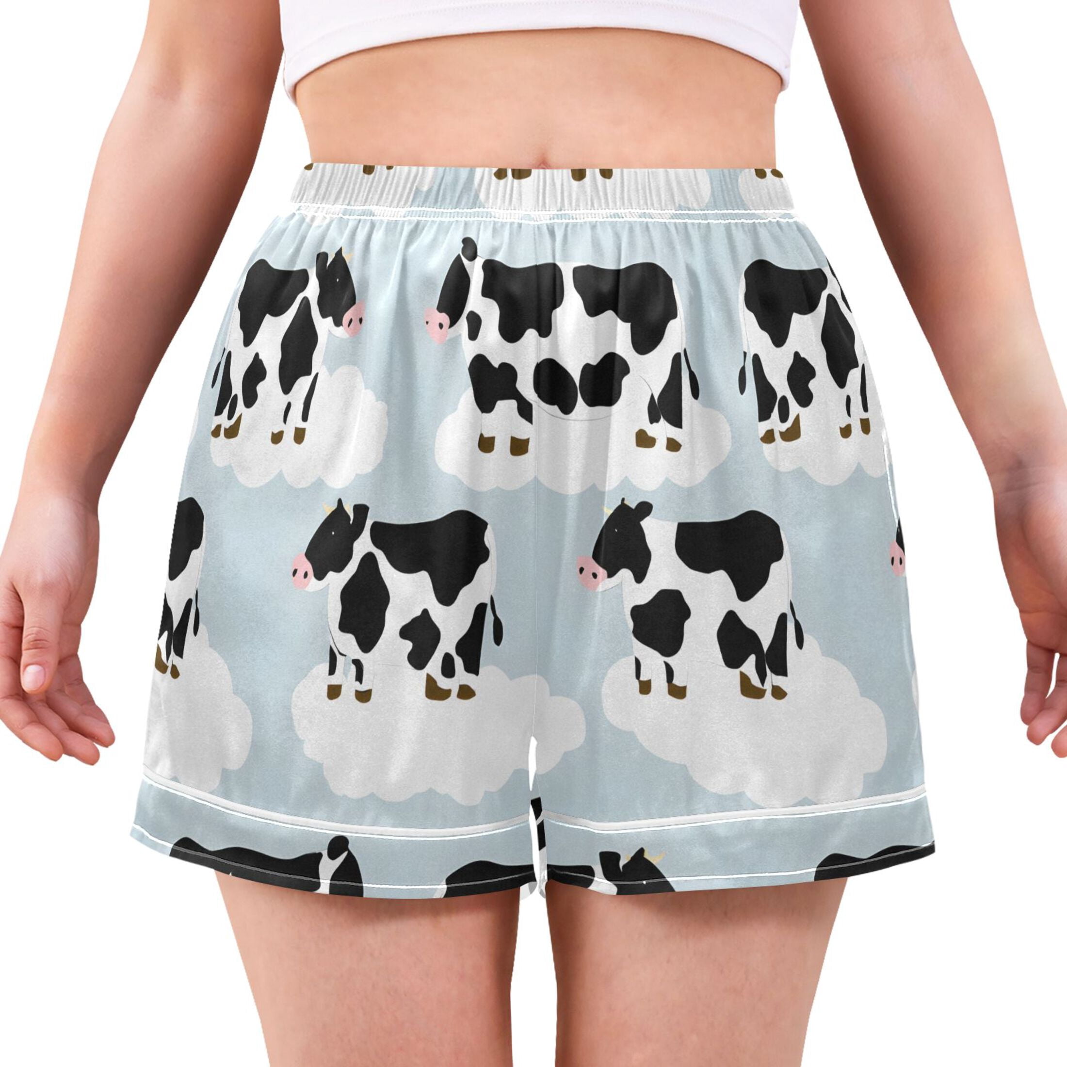 Dotted Cow Art Women's Pajama Shorts Silky Satin Casual Lounge Sleep ...