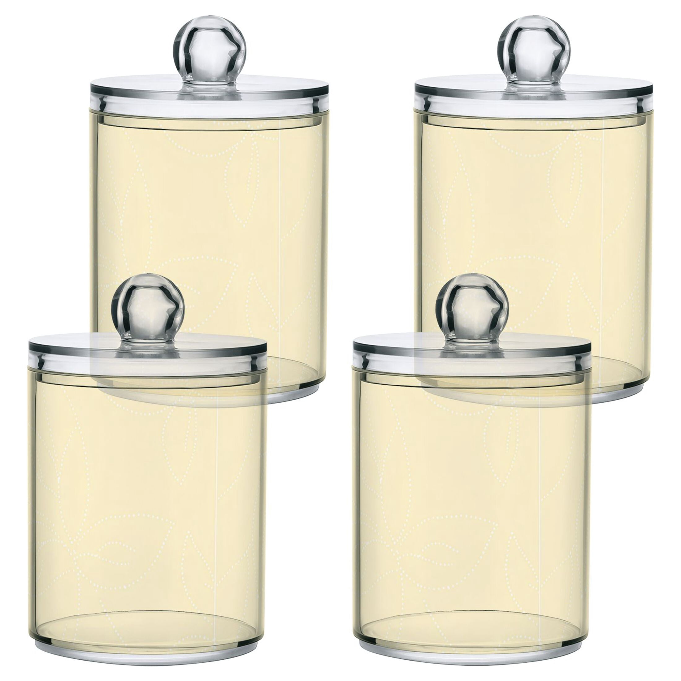 Dotted Hexagons Bathroom Canisters Set of 4 Translucent Plastic Storage ...