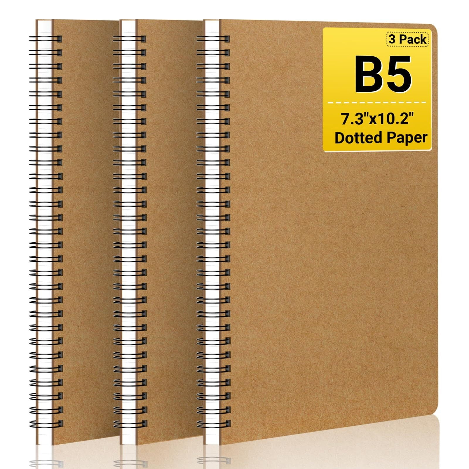 Dotted Journal, B5 3Pack 7.3"x10.2" 120 Pages Spiral Notebook, Dot Grid ...