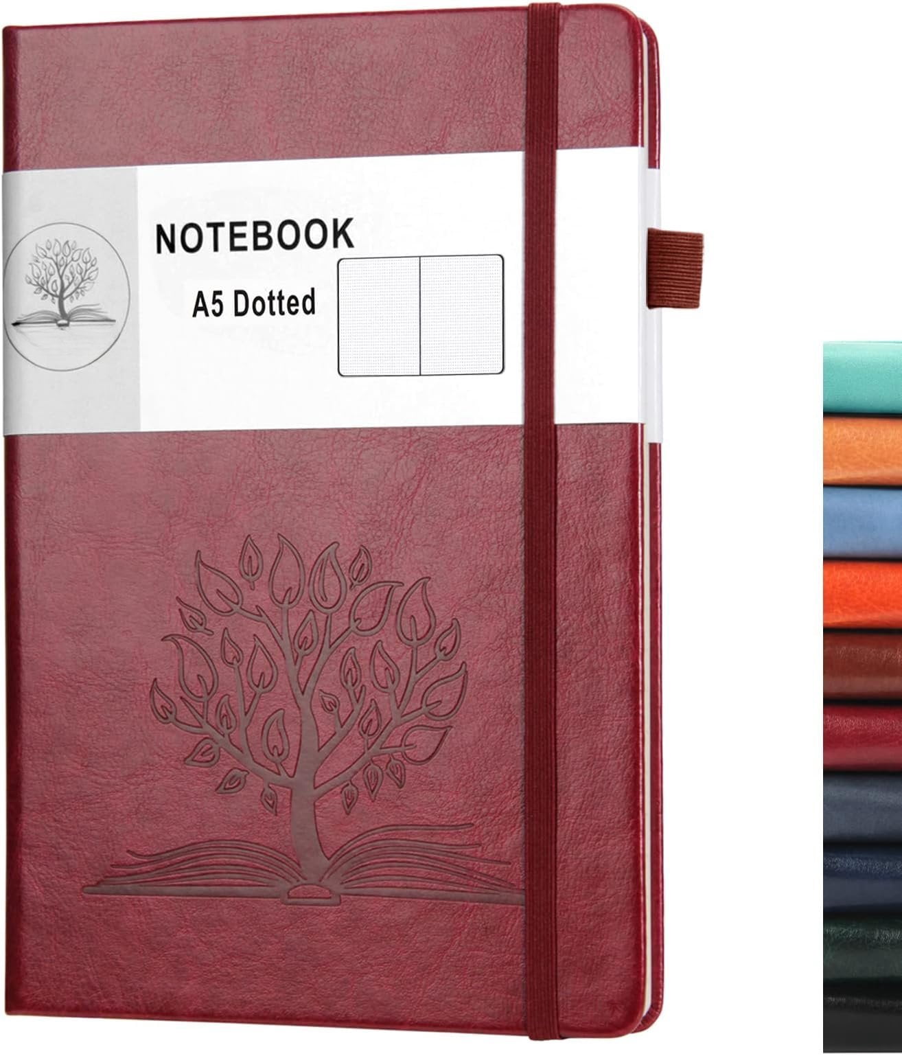 Dotted Journal Notebook with Pen Holder-- A5 Leather Dot Grid Notebook ...