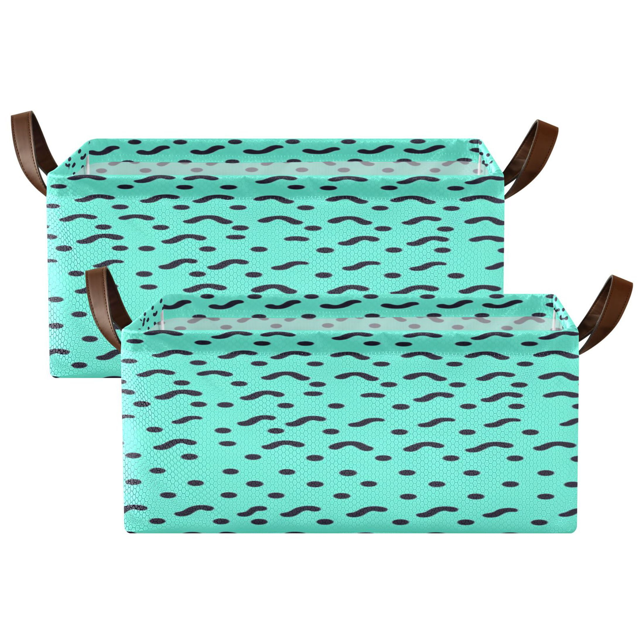 Dotted Waves Shelf Baskets Set of 2 Foldable Metal Frame Open Storage ...