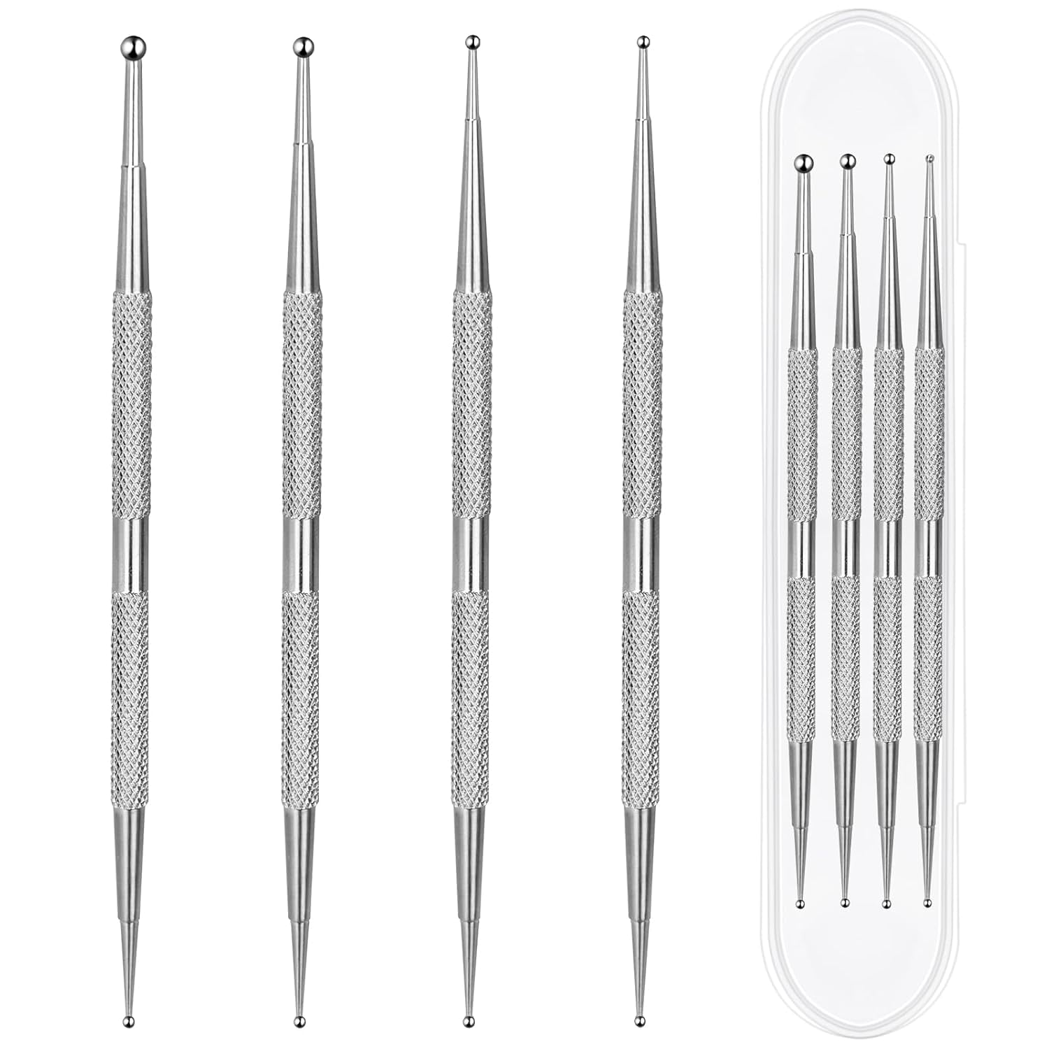 Dotting Tools,4 Pcs Professional Ball End Nail Art Tools Nail Art Brushes Nail Design Tools ...