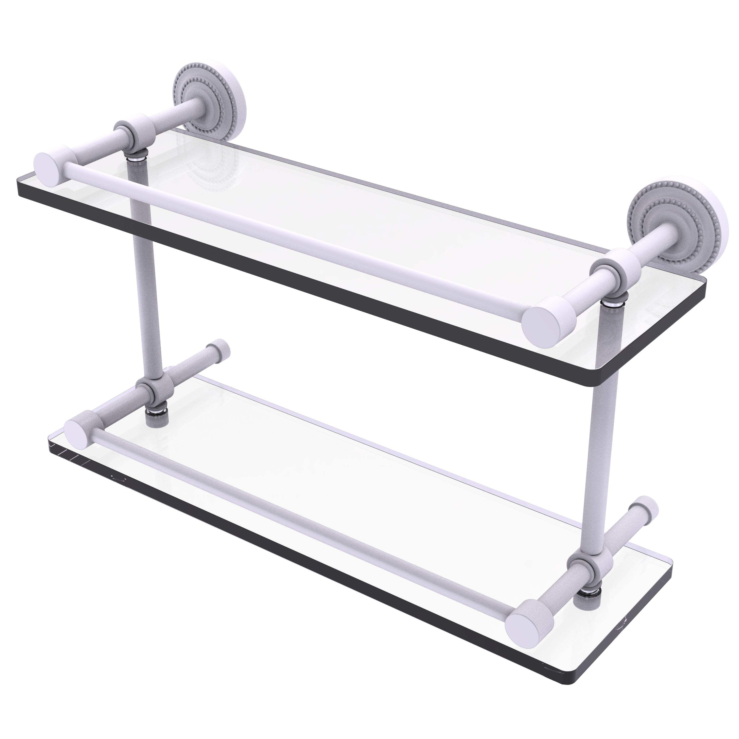 Dottingham 16 Inch Double Glass Shelf with Gallery Rail - Walmart.com