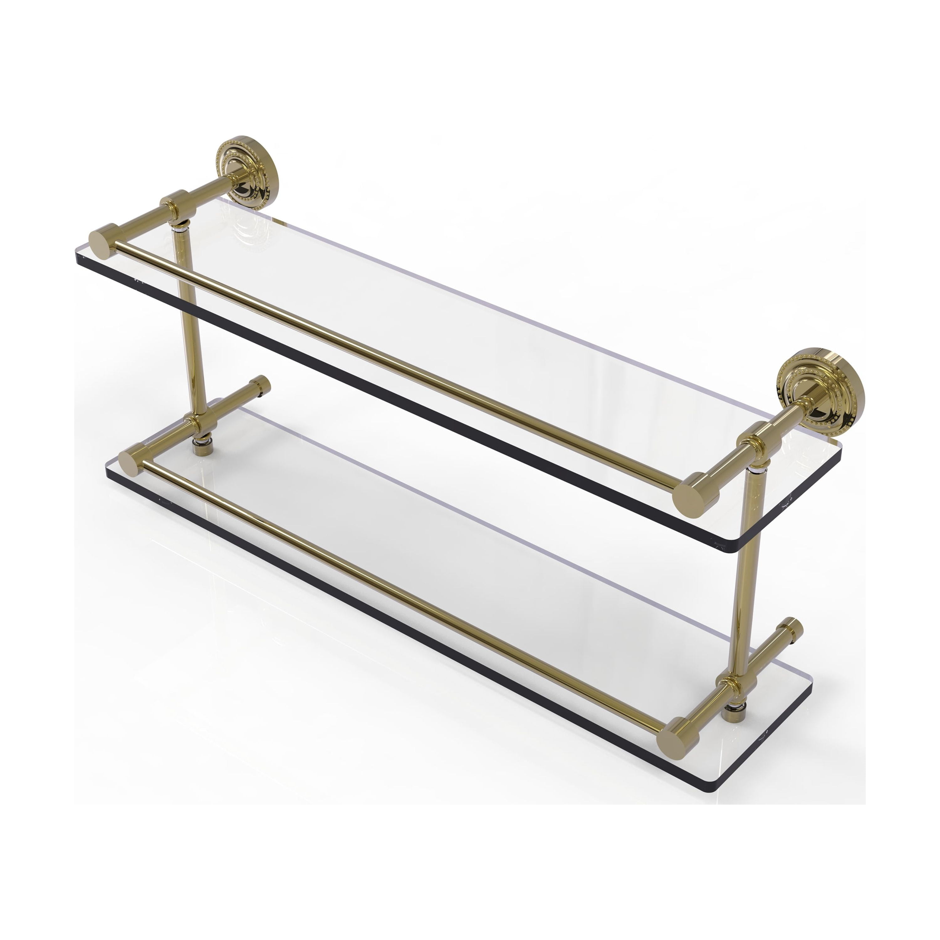 Dottingham 22 Inch Double Glass Shelf with Gallery Rail - Walmart.com