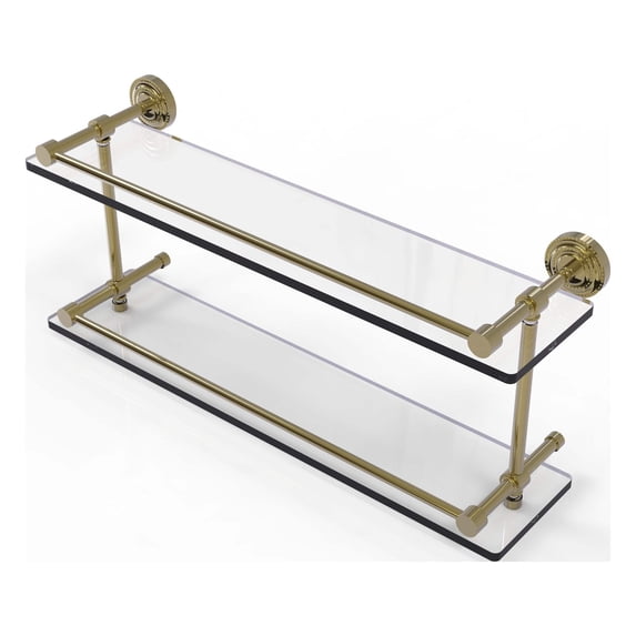 DT-2/22-GAL-UNL Dottingham 22 Inch Double Glass Shelf with Gallery Rail ...