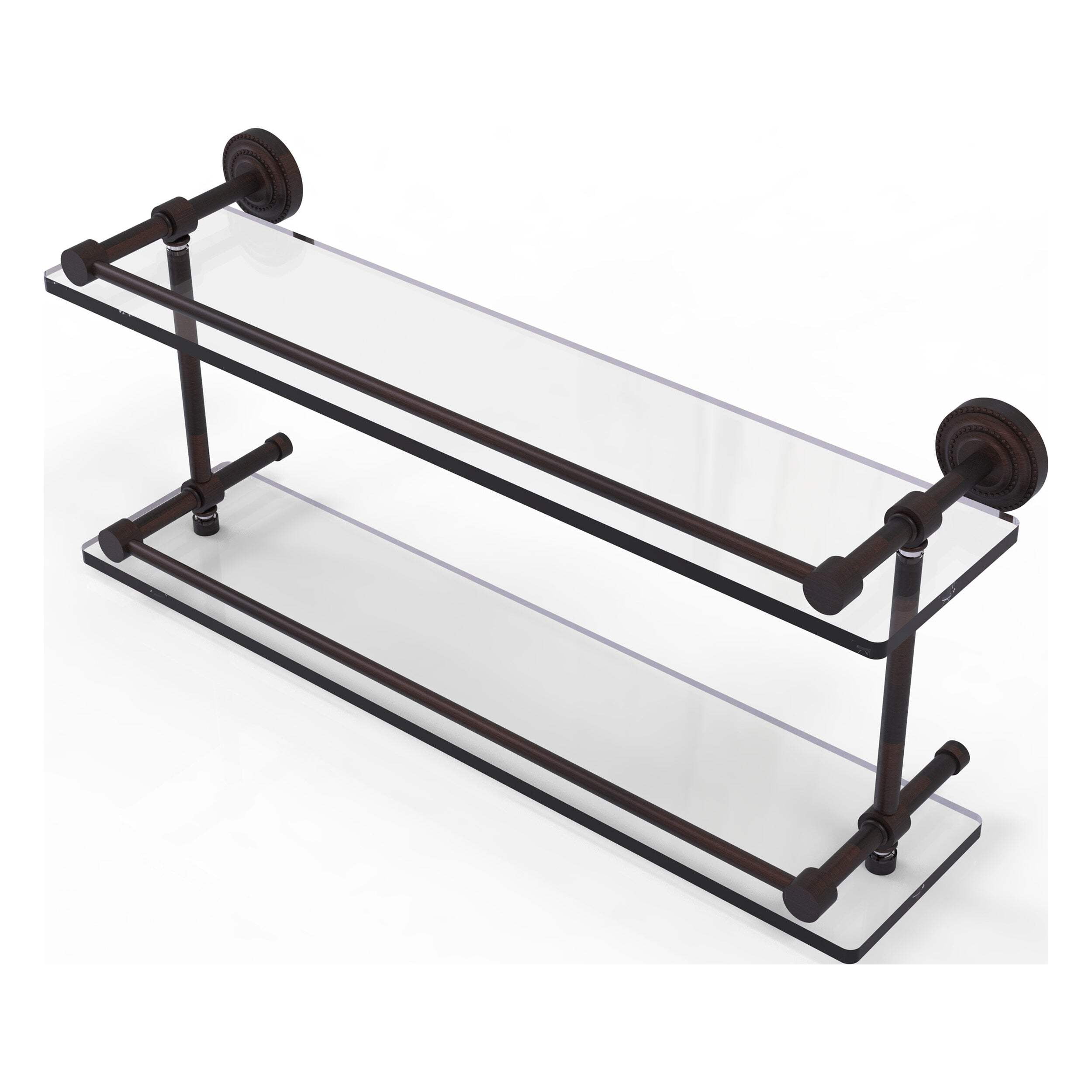 Dottingham 22-in Double Glass Shelf with Gallery Rail in Venetian ...