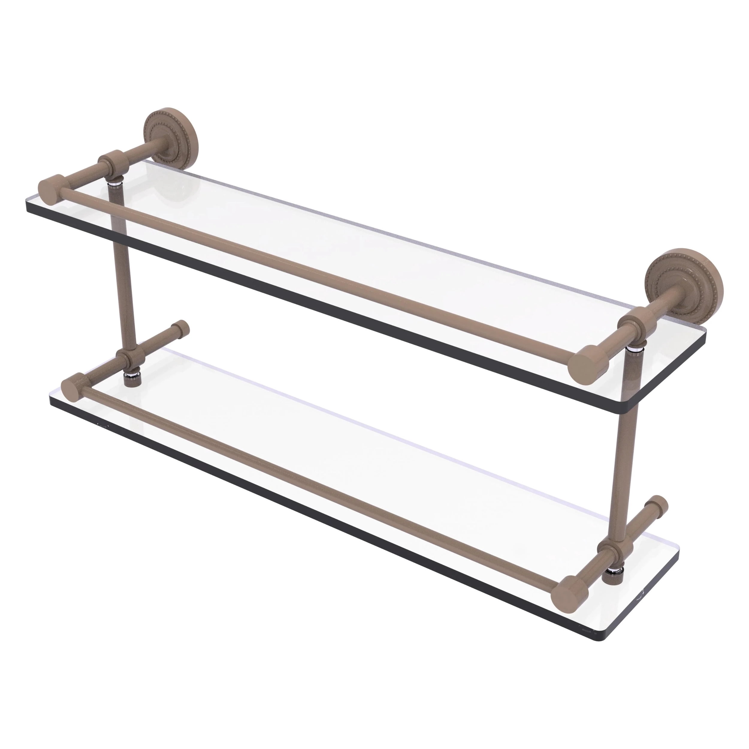 Dottingham Collection Double Glass Shelf with Gallery Rail - Walmart.com