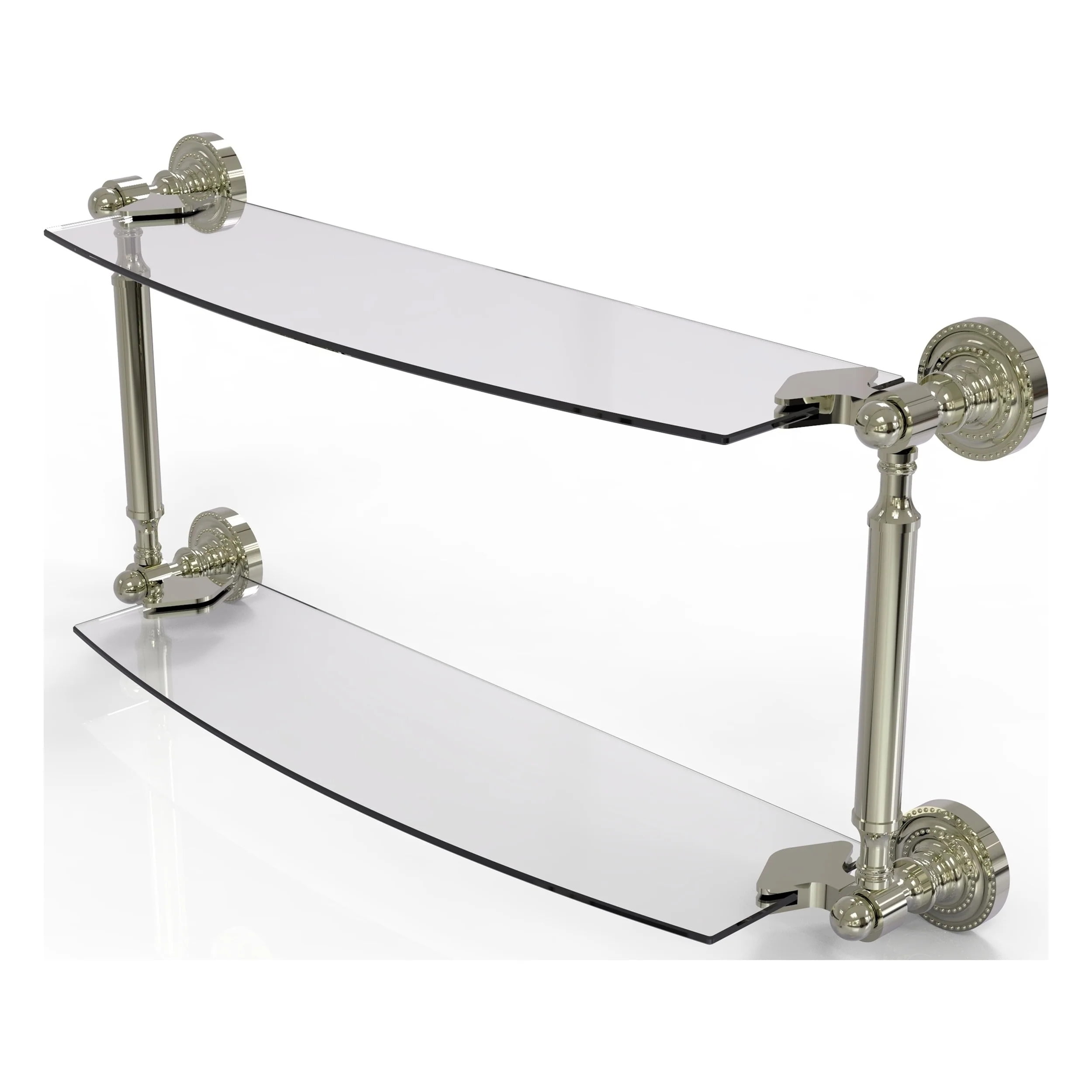 Dottingham Collection Two Tiered Glass Shelf - Polished Nickel / 24 ...