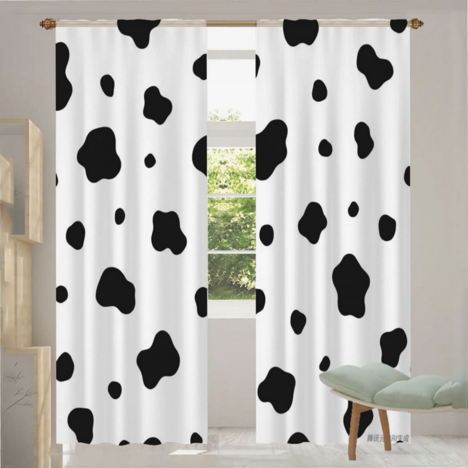 Dotty Dog Print Curtains for Living Room Bedroom Decor Transparent ...