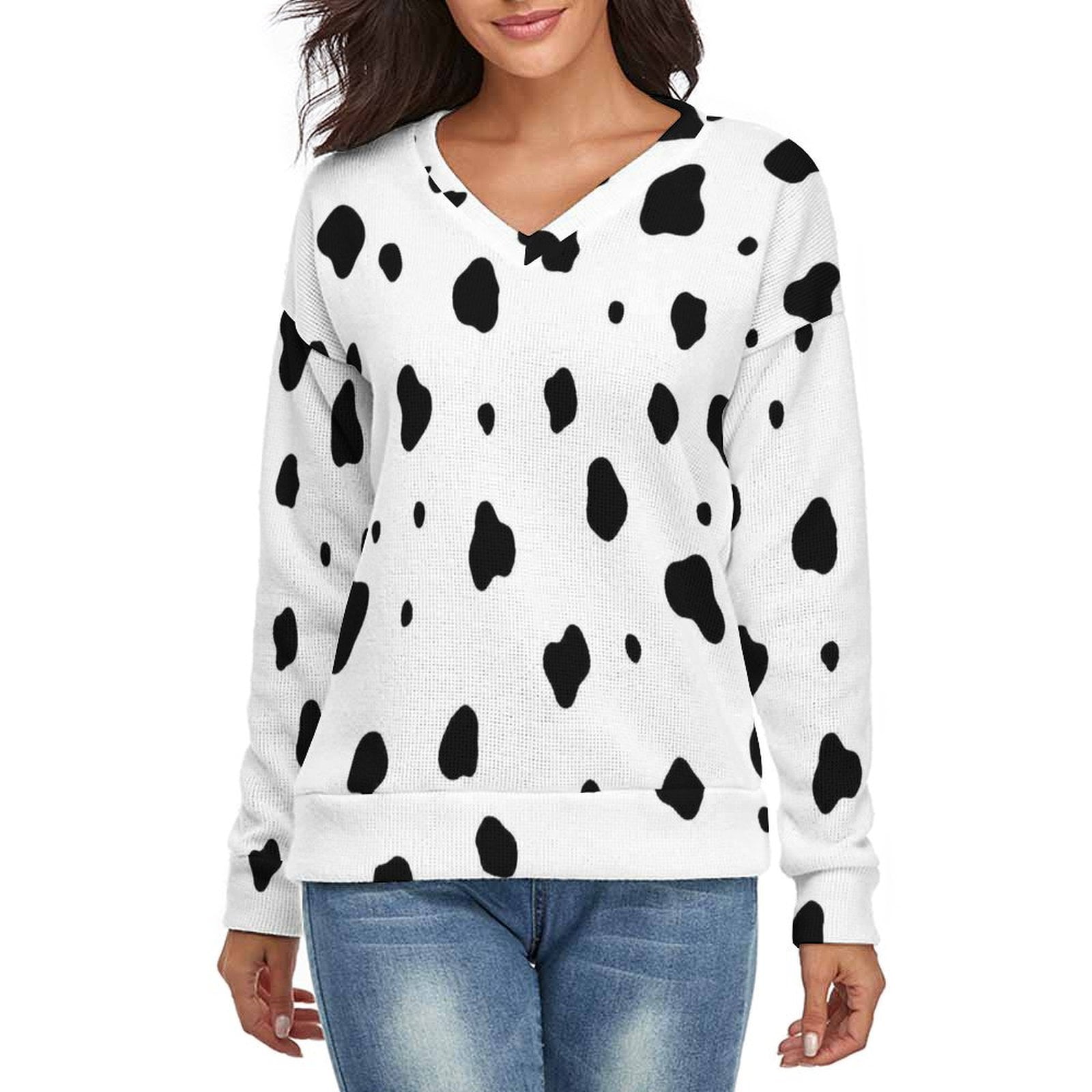 Dotty Dog V-neck Sweater Winter Clothes Long Sleeve Knitwear Sweater ...