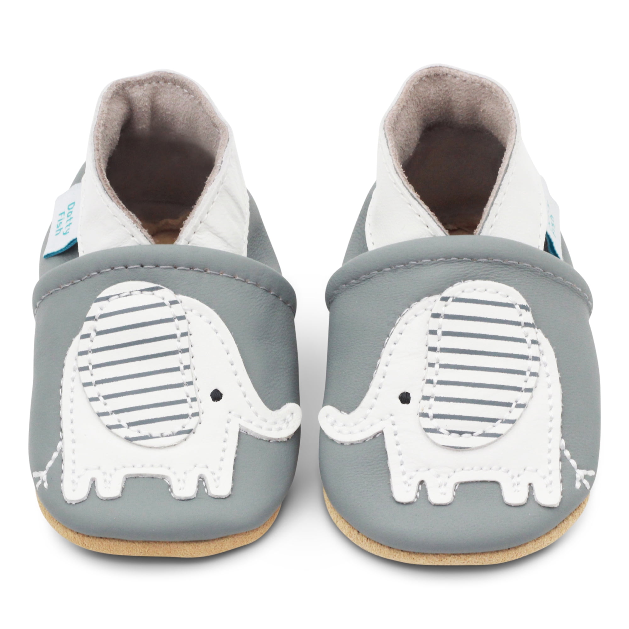 Dotty Fish Soft Sole Leather Toddler Shoes - Little Grey Elephant - 12 ...
