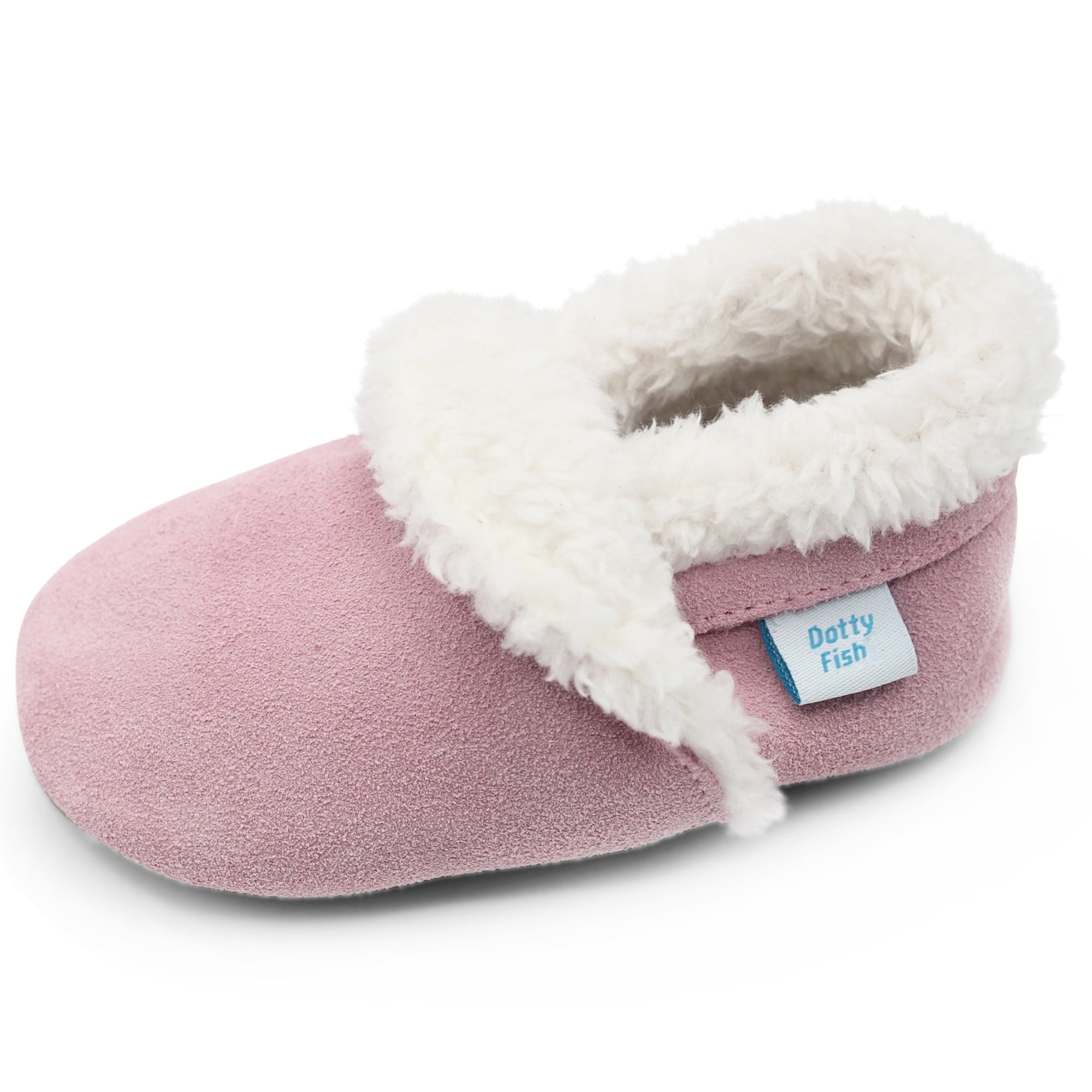 Dotty Fish Toddler Suede Slippers - Non-Slip, Soft Fleece-Lined - Soft ...
